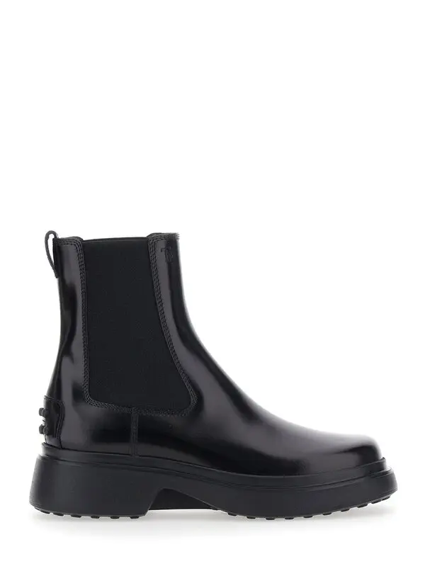 TOD`S Tod's Leather-blend Slip-on Ankle Boots With Elastic Side Inserts And Rubber Sole