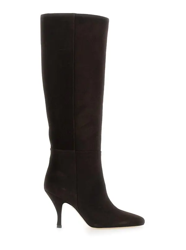 SEMICOUTURE Lucinda Knee-high Eco-suede Boots With Rounded Toe And Side Zip