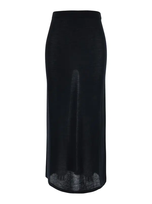 SEMICOUTURE Angie Virgin Wool Midi Skirt With Elasticated Waist