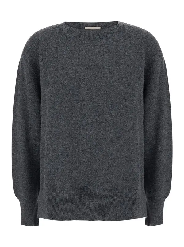 SEMICOUTURE Wool-cashmere Round Neck Sweater With Split Cuffs