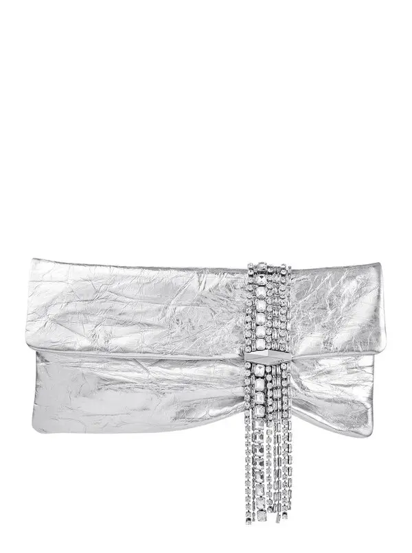JIMMY CHOO Chandelier Crystal Leather-blend Clutch With Magnetic Closure, 30x15.5 Cm - Metallic