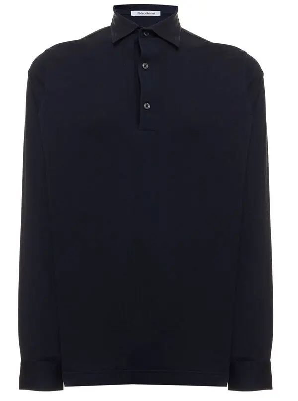 GAUDENZI Long Sleeve Polo With Classic Collar In Cotton
