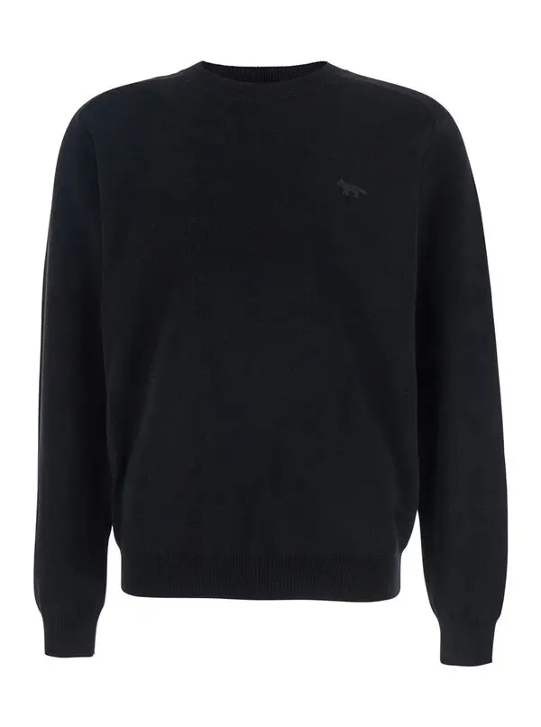 Maison Kitsuné Wool Crewneck Sweater With Front Fox Patch