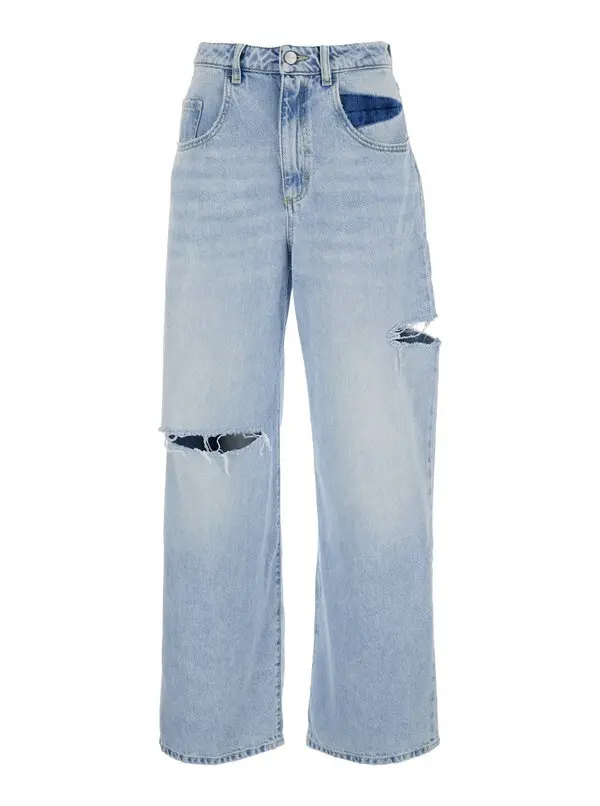 ICON DENIM LOS ANGELES Iconic Poppy Wide-leg Jeans With Frayed Hems And Side Pockets