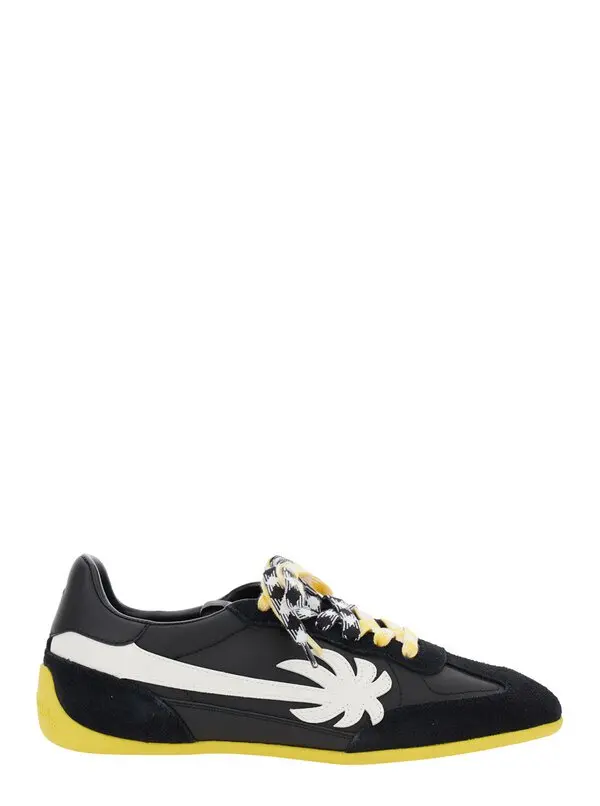 Palm Angels Paint 5 Low Top Leather Sneaker With Logo Patch Tongue & Contrast Heel Logo