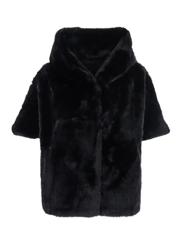 GIOVANNI PARIS High-collar Front-closure Cape With Straight Hem For