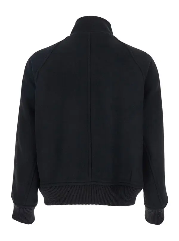 AFTER PRAY Wool Blend High-collar Zip Jacket With Welt Pockets