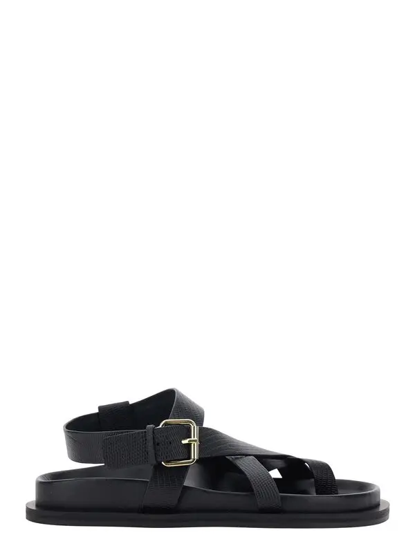 A.emery Apermin Criss-cross Strap Leather Sandals With Side Buckle Closure - Black