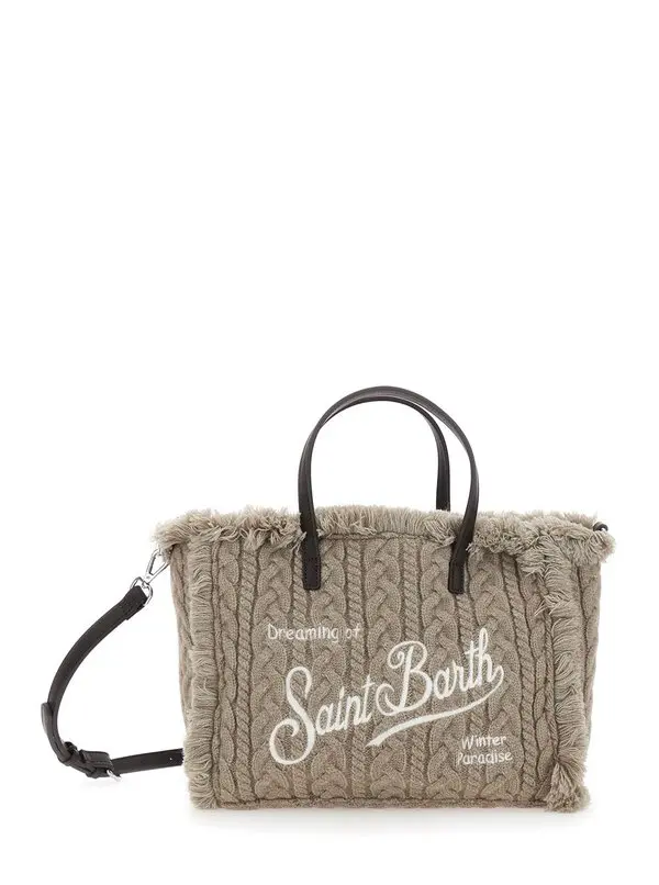MC2 SAINT BARTH Wool Braid Tech Fabric Shoulder Handbag With No-closure Design
