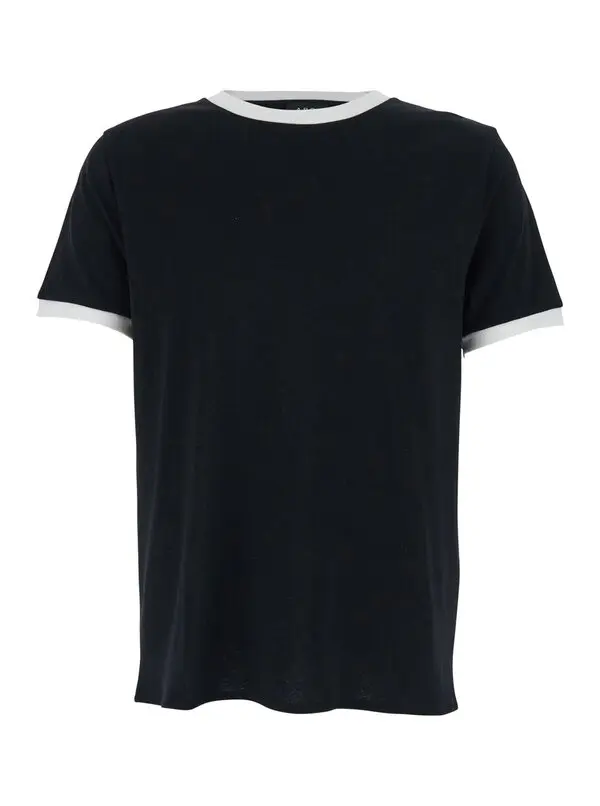 A.p.c. Crewneck T-shirt With Contrasting Neck And Sleeve Details - Black