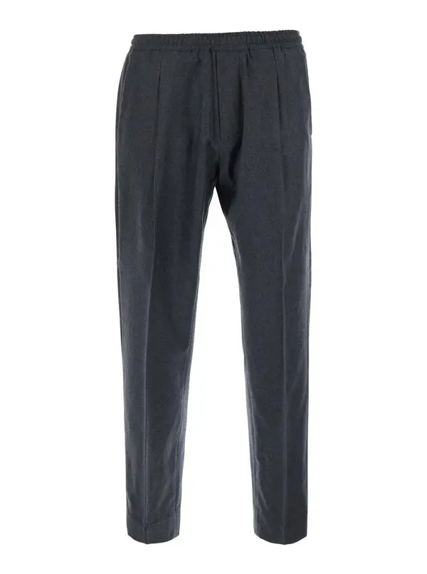 LOW BRAND Low-profile Cotton Pants With Elastic Waist, Pockets & Logo Patch For