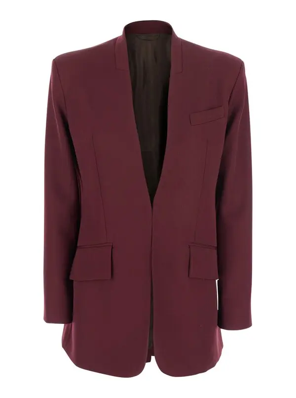 Attico Wool Blazer Jacket With Deep V-neck And Shoulder Straps