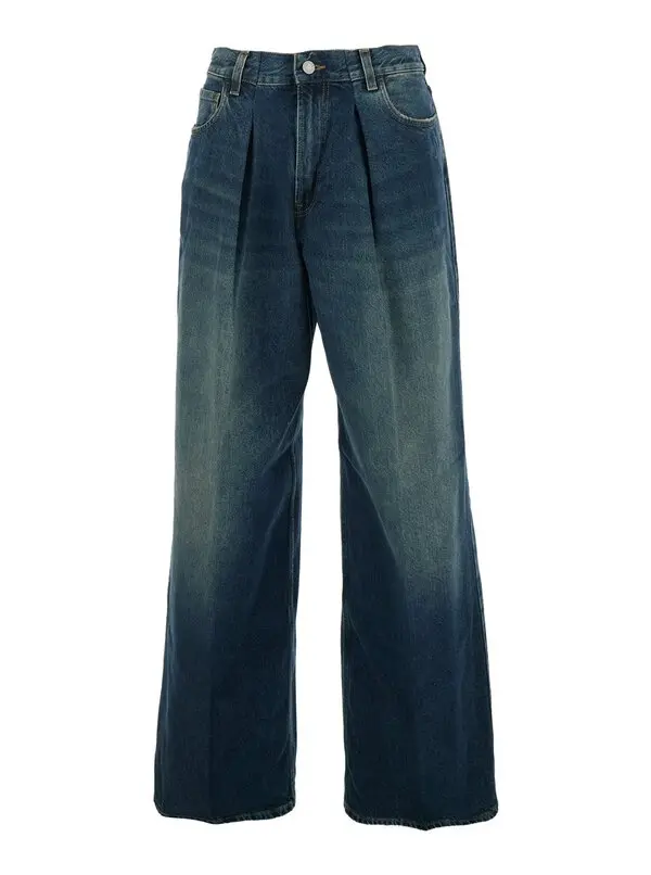 HAIKURE Faded Straight-leg Logo Patch Back Jeans With Five-pocket Design