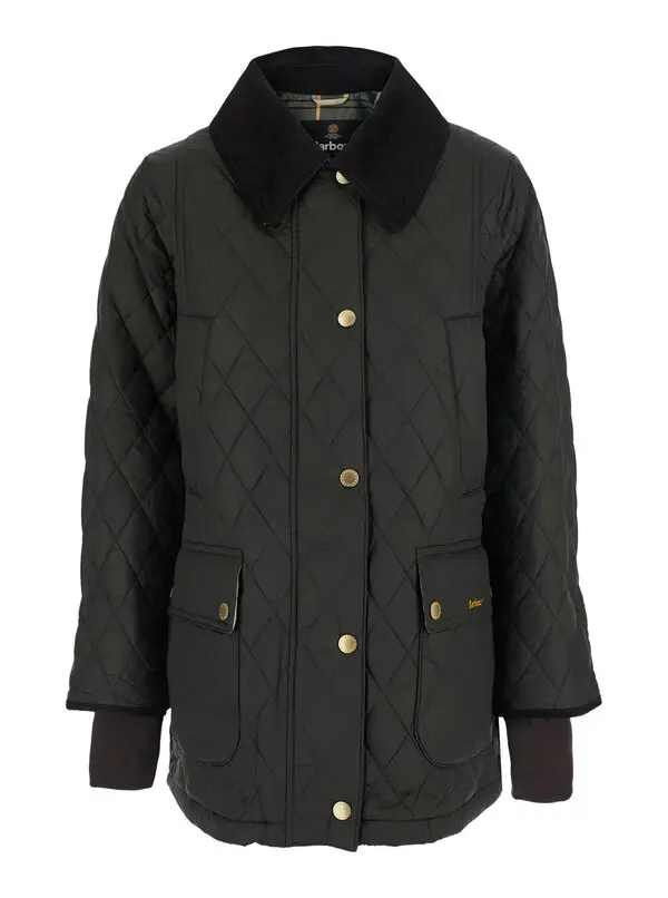 Barbour Modern Beadnell Quilted Jacket With Logo Lettering & Velvet Collar
