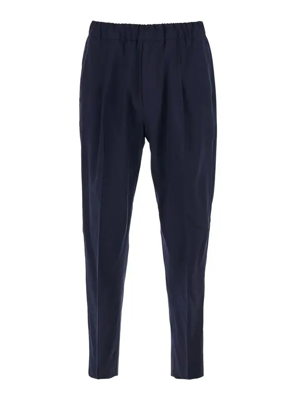 LOW BRAND Wool-blend Pants With Elastic Waist, Side Pockets & Straight Leg