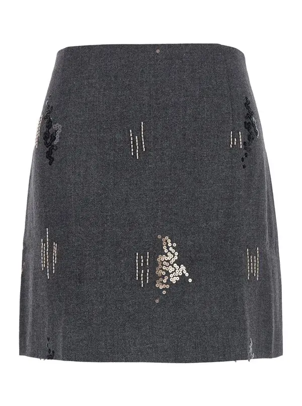 LEPLAIN Embroidered Straight-hem Regular-fit Skirt For
