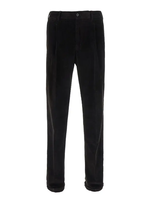 PT TORINO Slim-fit Velvet Chino Pants With Front Pleats And Logo Patch