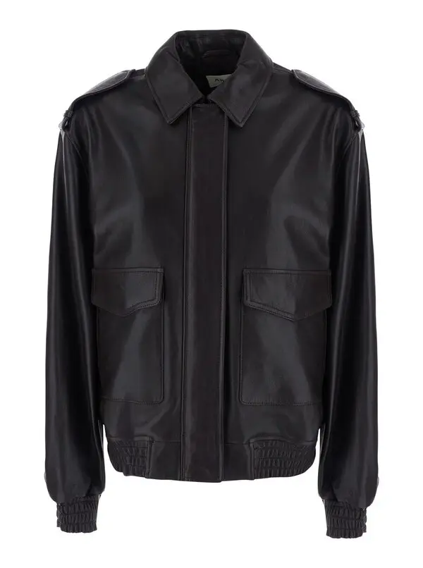 ARMA Astra Leather Jacket With Classic Collar And Elasticated Waist