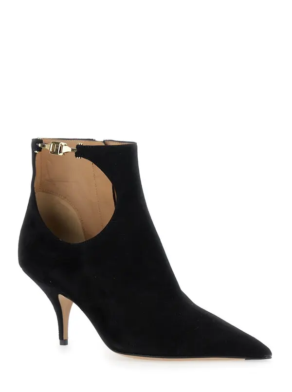 FERRAGAMO Suede Ankle Boots With Cut-out Detail And Stiletto Heel