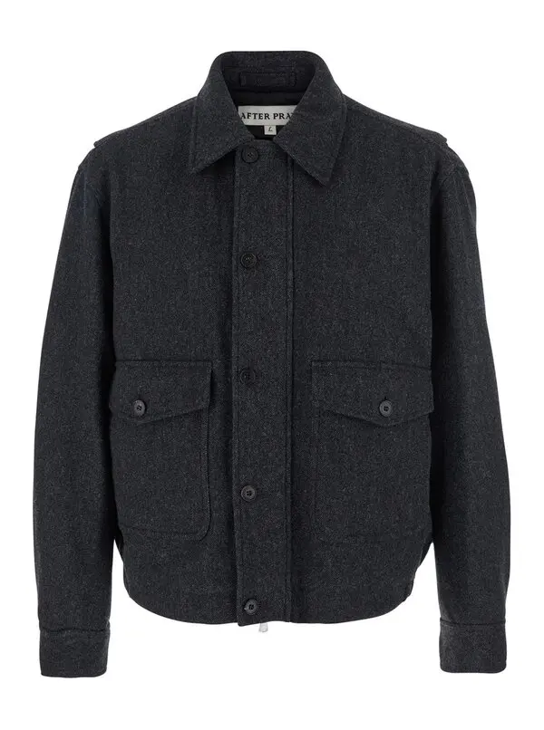 AFTER PRAY Classic A-2 Wool Blend Stretch Jacket With Classic Collar, Front Button & Zip Closure