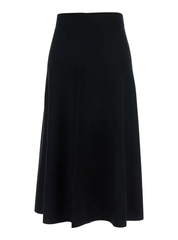 ALLUDE Wool Knit A-line Skirt With Flared Design And Concealed Back Closure