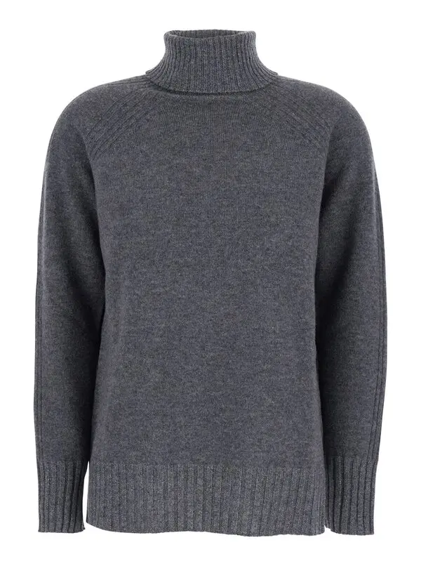 TWINSET Wool & Cashmere Turtleneck Sweater With Ribbed Hem And Cuffs