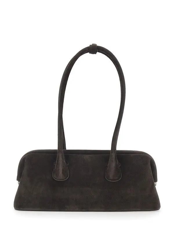 OSOI Boat Wide Suede Shoulder Handbag With Round Handles, 35.5x12x8 Cm