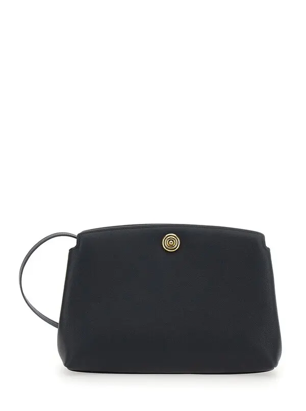 LIFFNER Mini Grained Leather Clutch With Clasp Closure And Shoulder Strap