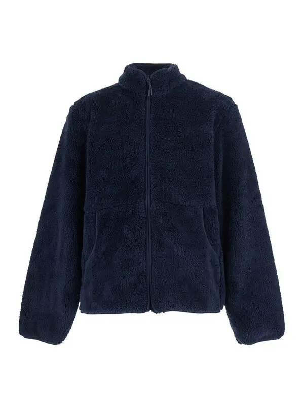 HIKING PATROL Tech Fabric Fleece Jacket With High Collar And Zip Pockets - Blu