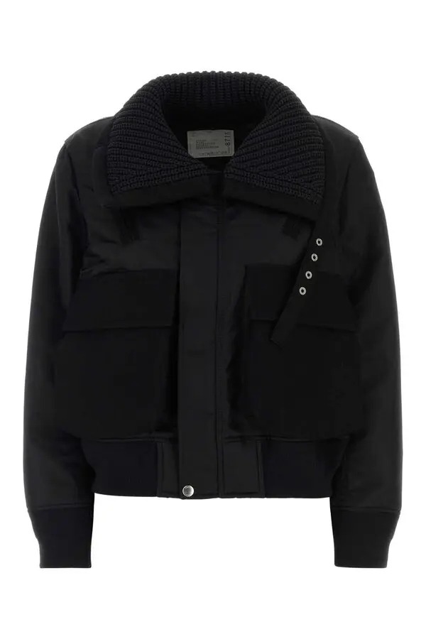 Sacai Nylon Twill And Wool Melton Blouson Jacket For