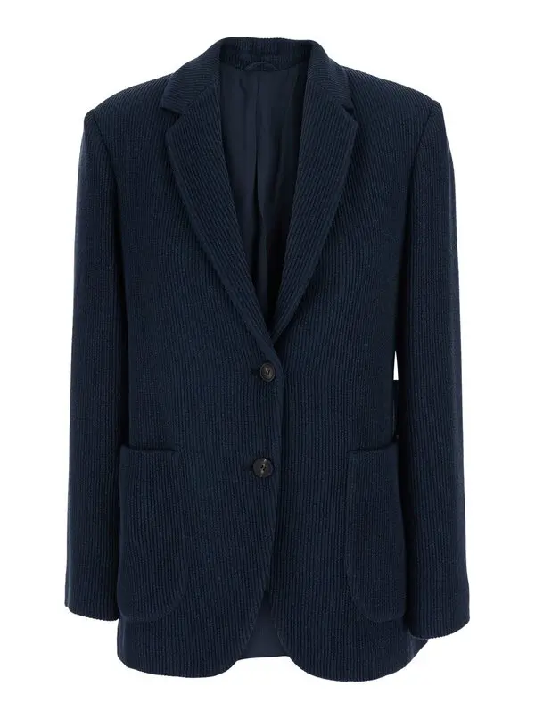 Brunello Cucinelli Single-breasted Notched Revers Wool-blend Blazer With Patch Pockets