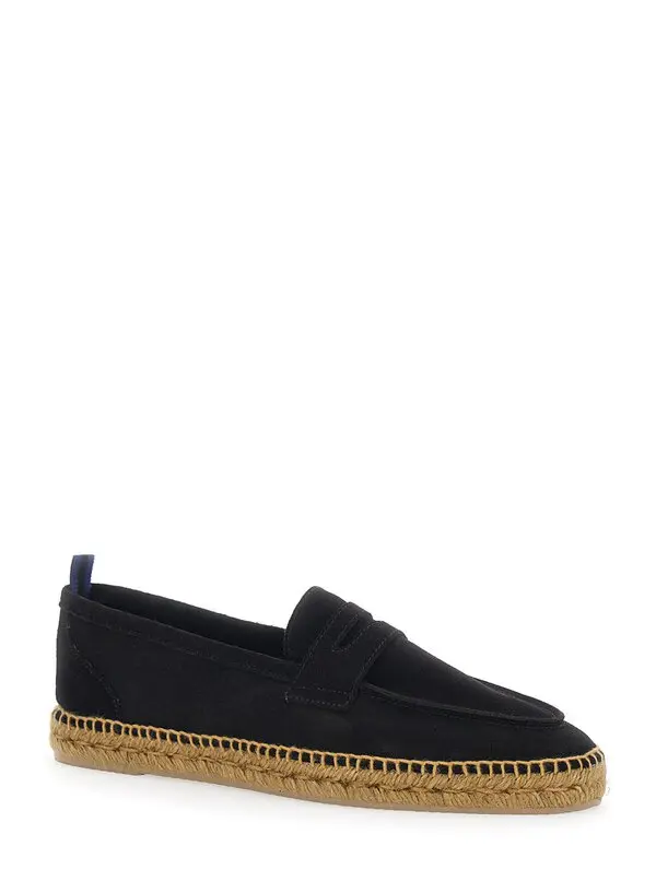 CastaÑer Nacho Suede Espadrilles With Penny Slot And Braided Raphia Sole - Black