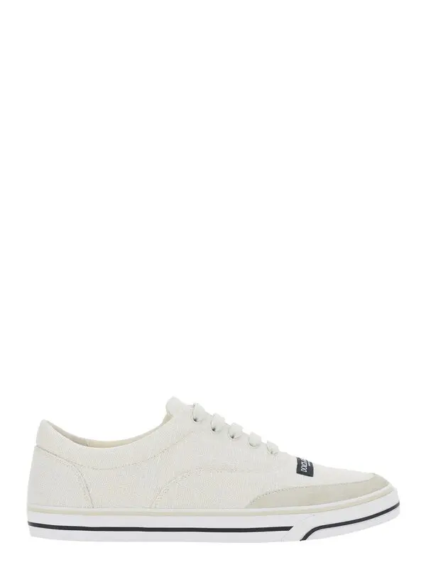 DOLCE E GABBANA Low Top Canvas Sneaker With Logo Patch