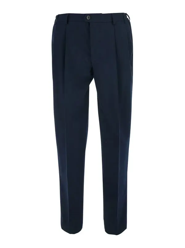 LEPLAIN High-waist Trousers With Front Pleats, Belt Loops & Straight Hem