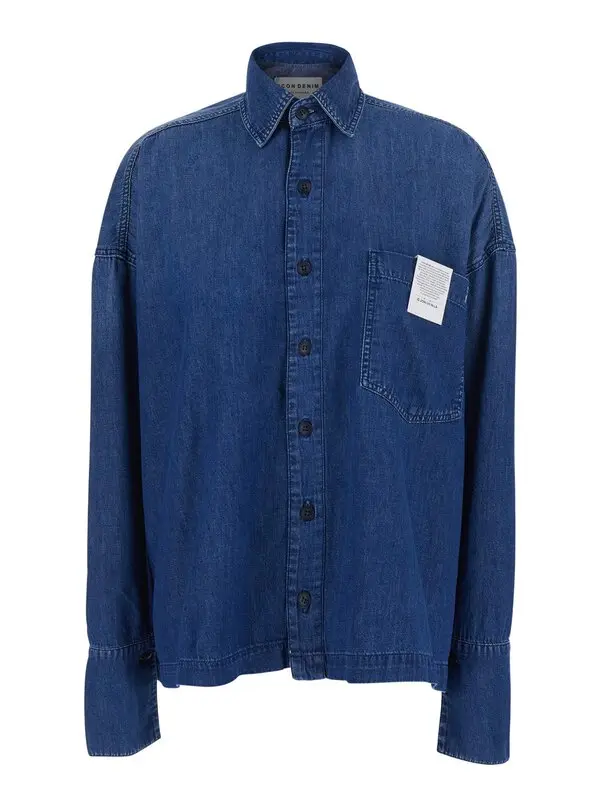 ICON DENIM LOS ANGELES Classic Collar Button-front Long Sleeve Denim Shirt
