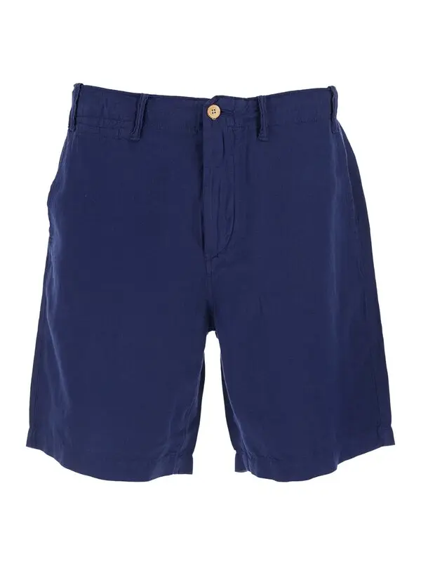 Polo Ralph Lauren Linen-cotton Bermuda Shorts With Side Pockets And Logo Patch