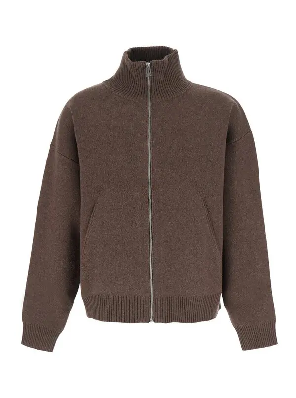 Axel Arigato Core Zip-up Sweater With High Collar And Embroidered Logo