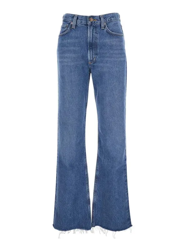 AGOLDE Logo Patch Rear Flared Jeans With Fringed Hem