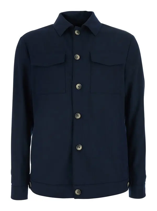 LEPLAIN Classic Collar Fabric Jacket With Button-front Closure & Patch Pockets