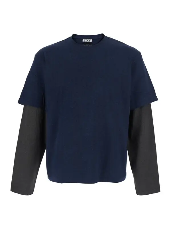 COOR Layered Mix-cut Long-sleeve Hemp-cotton T-shirt