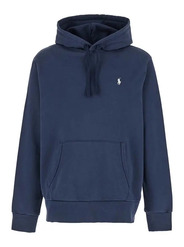 Polo Ralph Lauren Hooded Cotton Sweatshirt With Embroidered Pony - Blu
