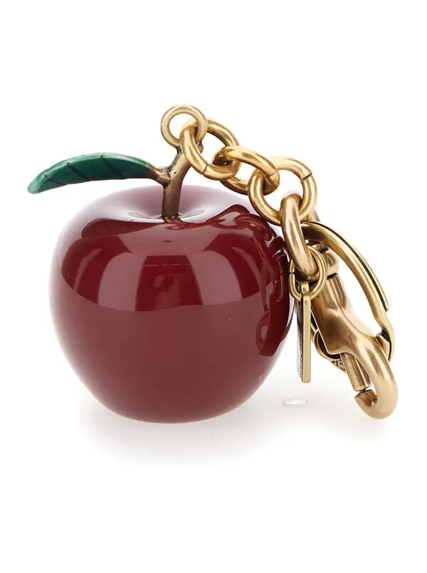 COACH Mini Apple Keychain With Embossed Logo And Snap Keyring