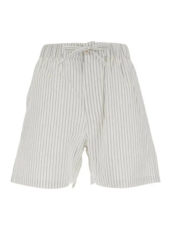 COOR Cotton Striped Drawstring Waist Shorts With Pockets