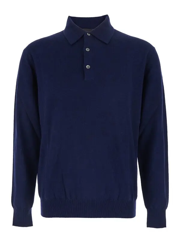 LEPLAIN Wool-cashmere Sweater With Polo-style Collar And Button Front