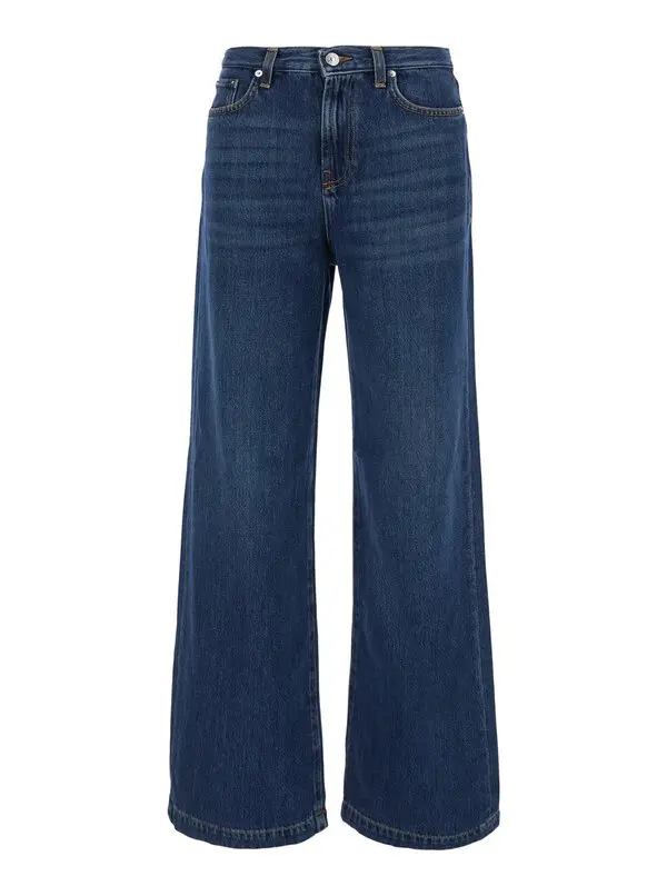 ROY ROGER'S Wide-leg Logo Patch Denim Jeans