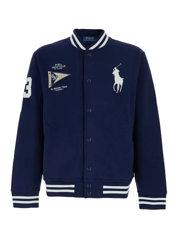 Polo Ralph Lauren Varsity Cotton-blend Jacket With Pony Patch And Numeric Sleeve Detail