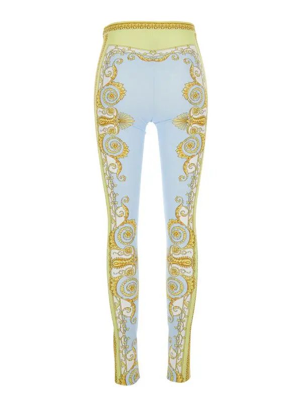 Versace Baroque Print High-waist Stretch Tech Fabric Leggings With Contrasting Seams