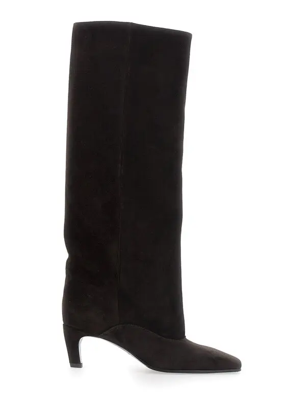 STRATEGIA Pointed Toe Suede Knee-high Boots With Medium Heel