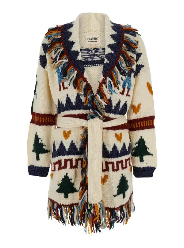 FRANTIC Merino Striped Open-front Cardigan With Long Sleeves