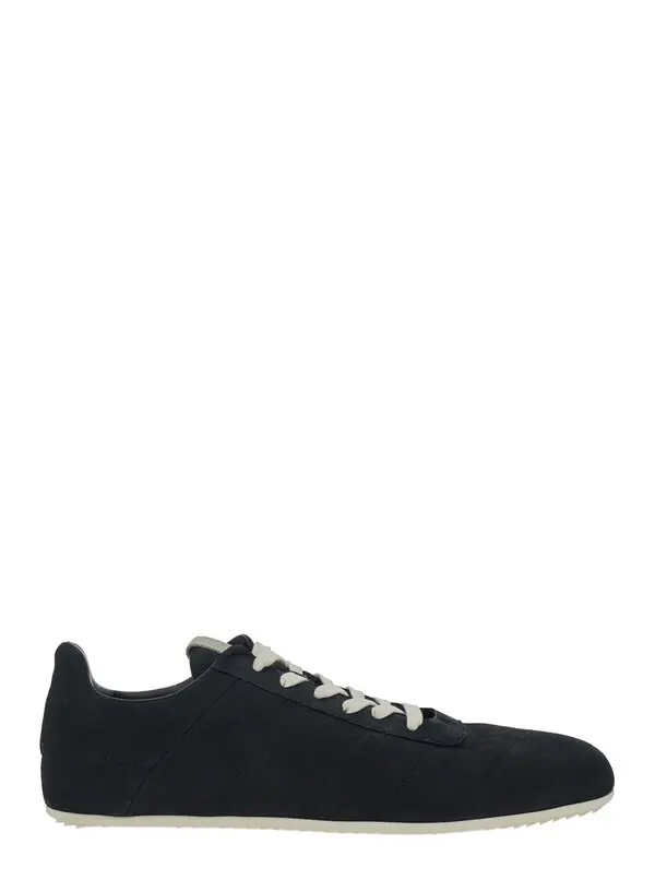 Rick Owens Suede Low Top Sneaker With Round Toe And Front Lace Closure
